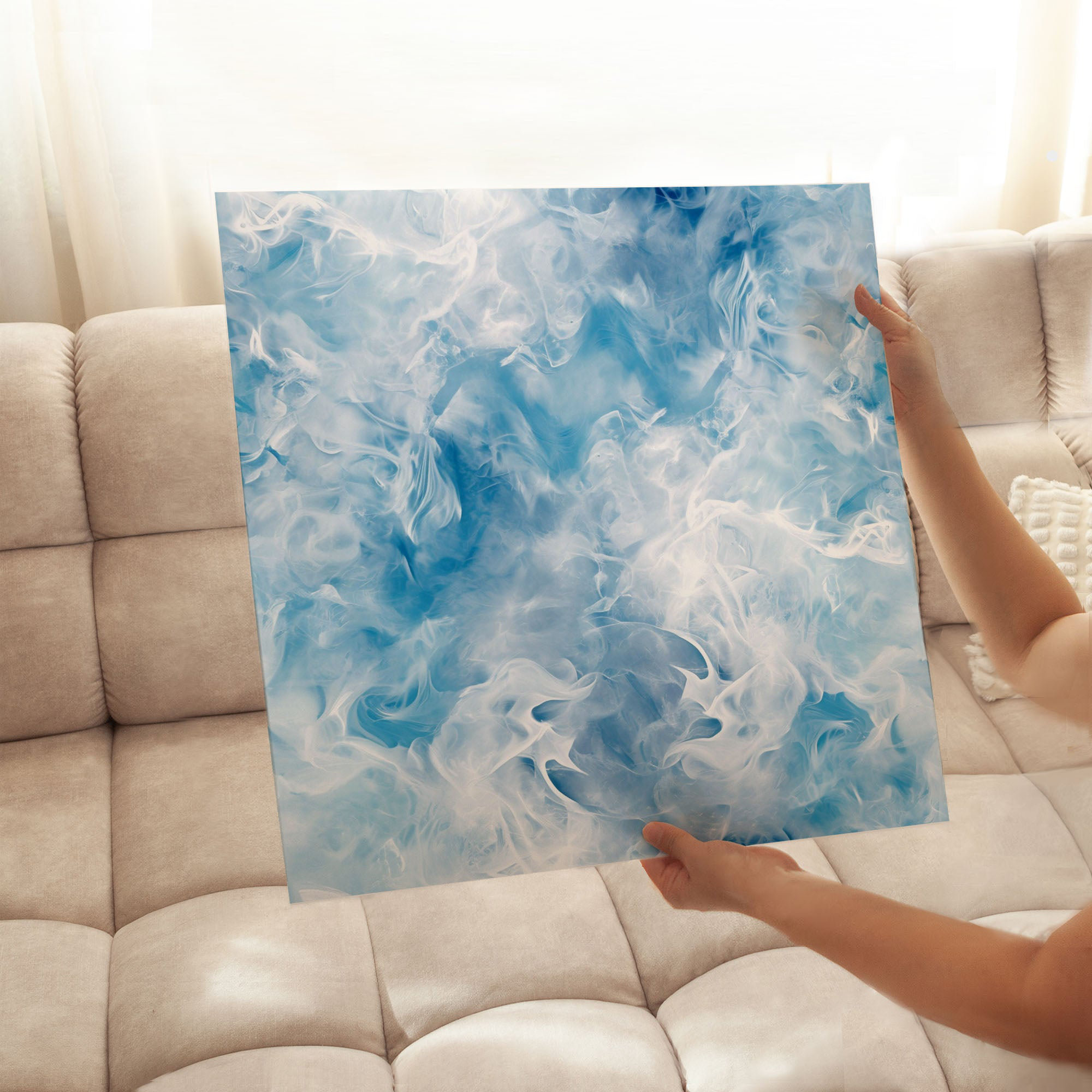 Wrought Studio™ Abstract Blue Myst I Modern Unframed Art Print | Wayfair