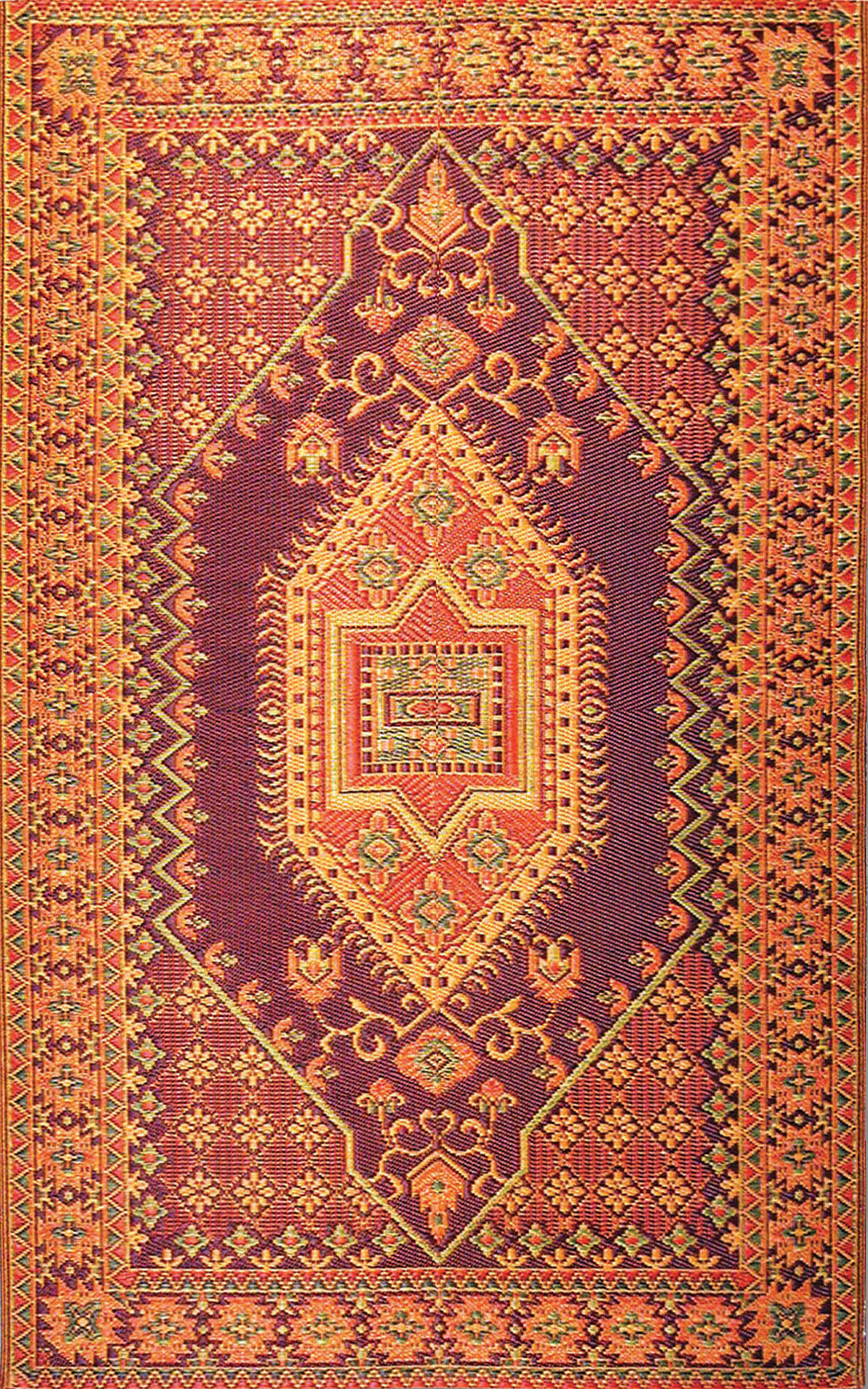Mad Mats Oriental Turkish Polypropylene Rug Reversible Rust Outdoor, UV ...
