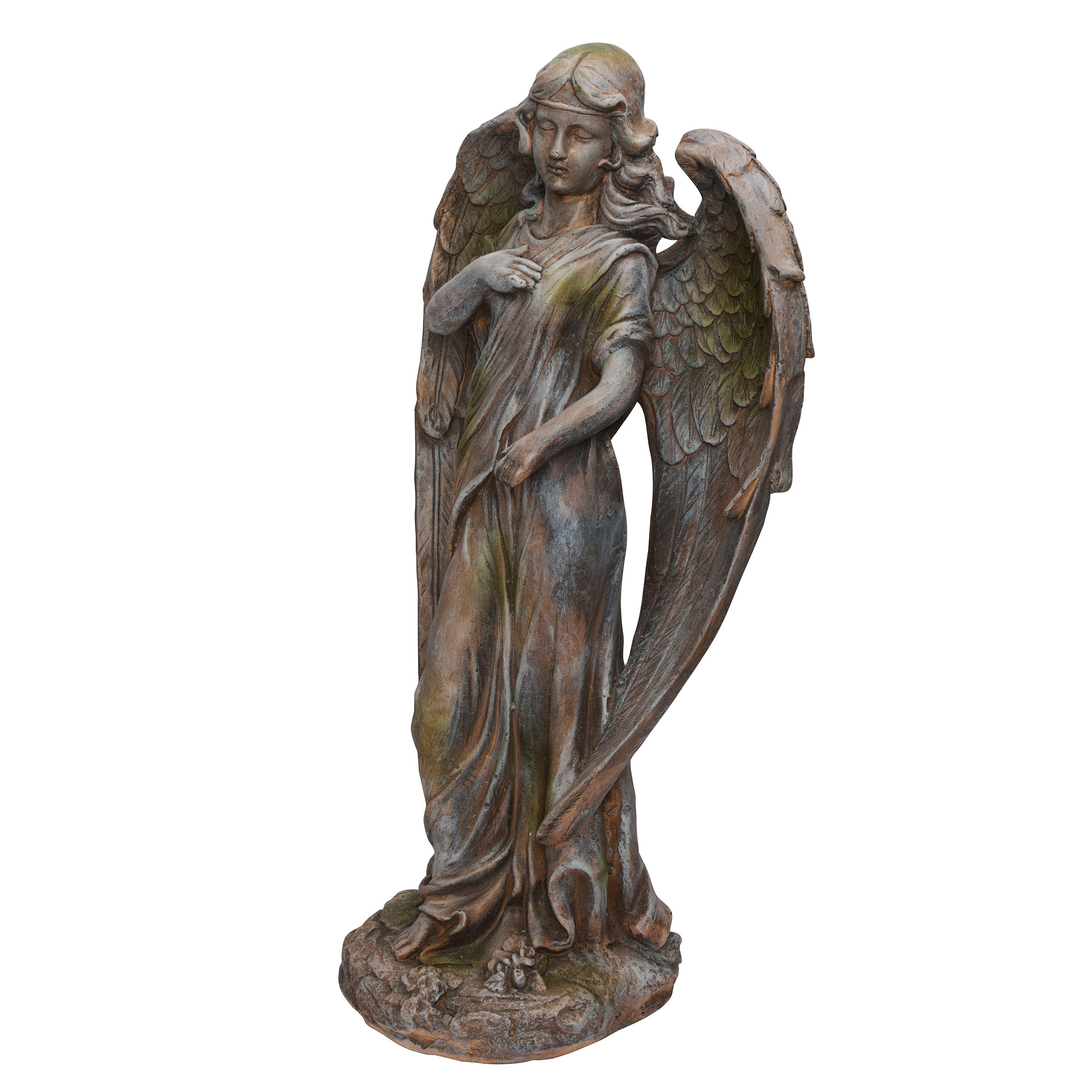 Trinx 31"H Old World Angel Statue with Mossy Finish | Wayfair