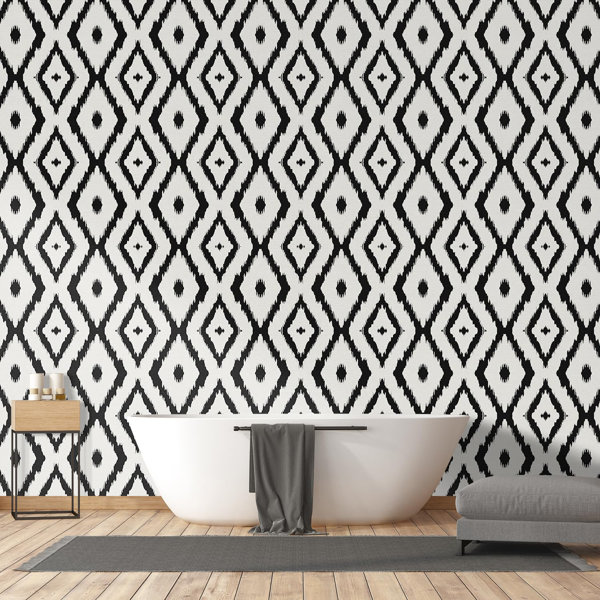 IDEA4WALL Classic Diamond Pattern Bold Black and White Design | Wayfair