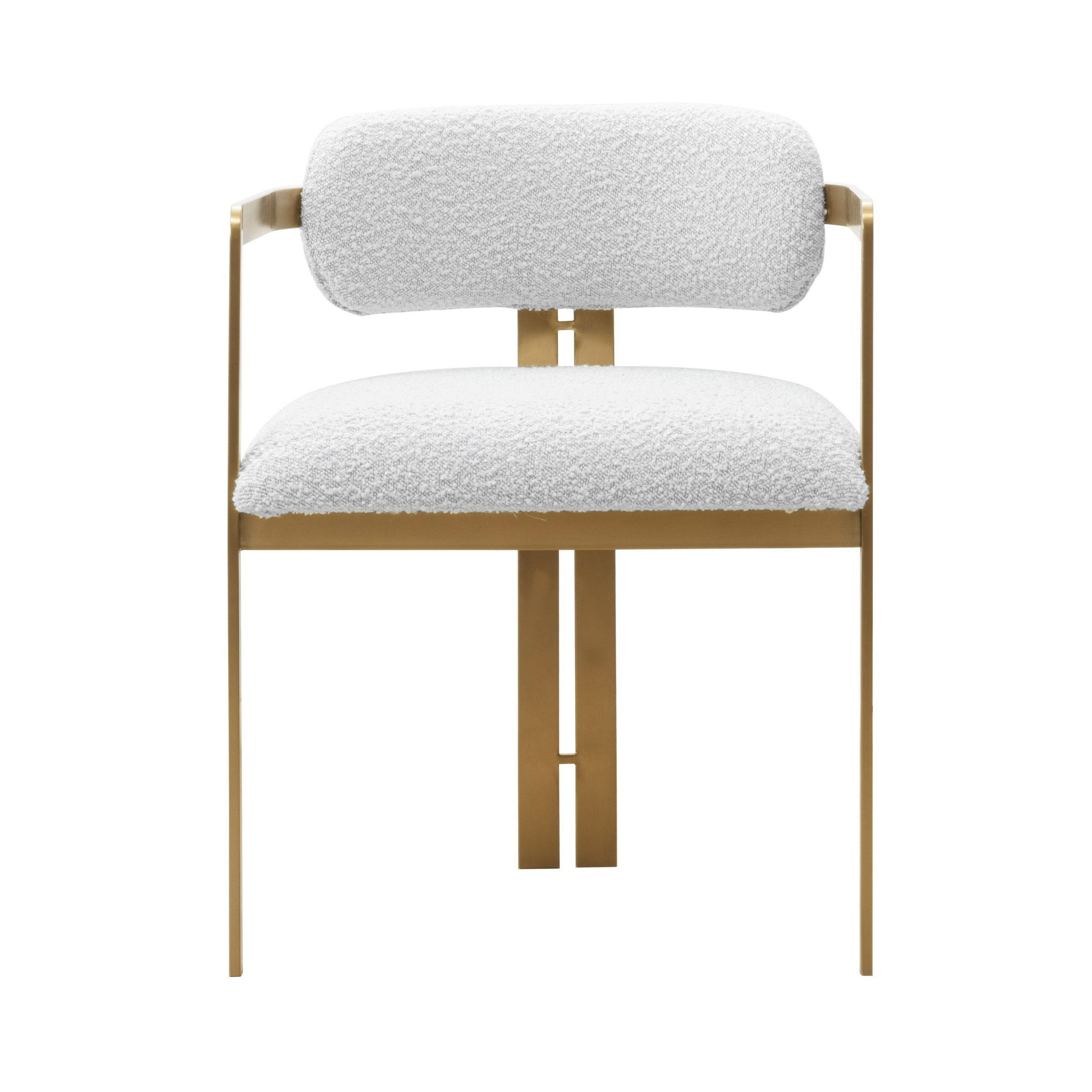 Benjara Cid Fred 22 Inch Dining Armchair, White Polyester, Gold Stainless Steel - Wayfair Canada