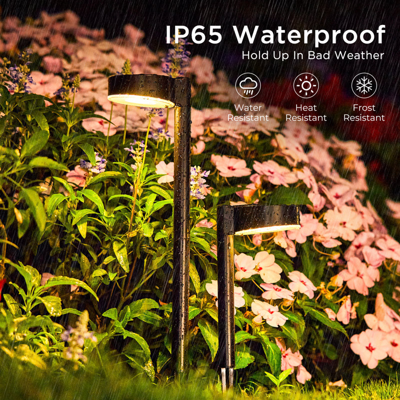 LETMY Black Low Voltage Solar Powered Integrated LED Pathway Light ...