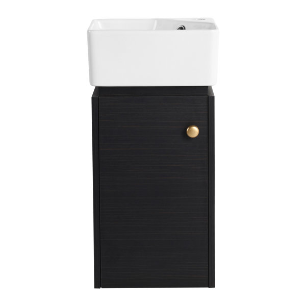 Ebern Designs 12-inch Modern Wall-Mounted Bathroom Vanity with Ceramic ...