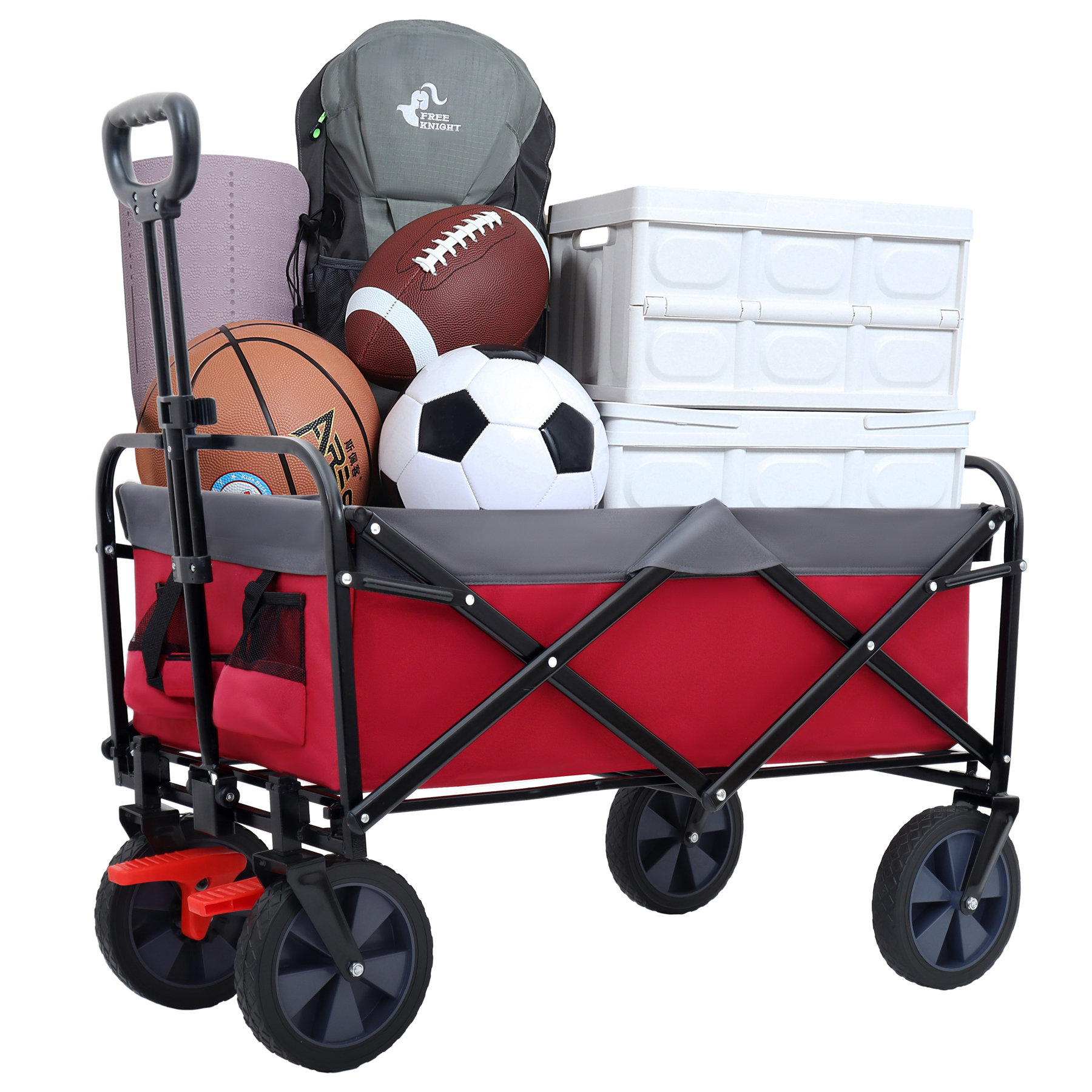 TONY'S APPLIANCES Collapsible Wagon Cart with Drink Holders and All ...