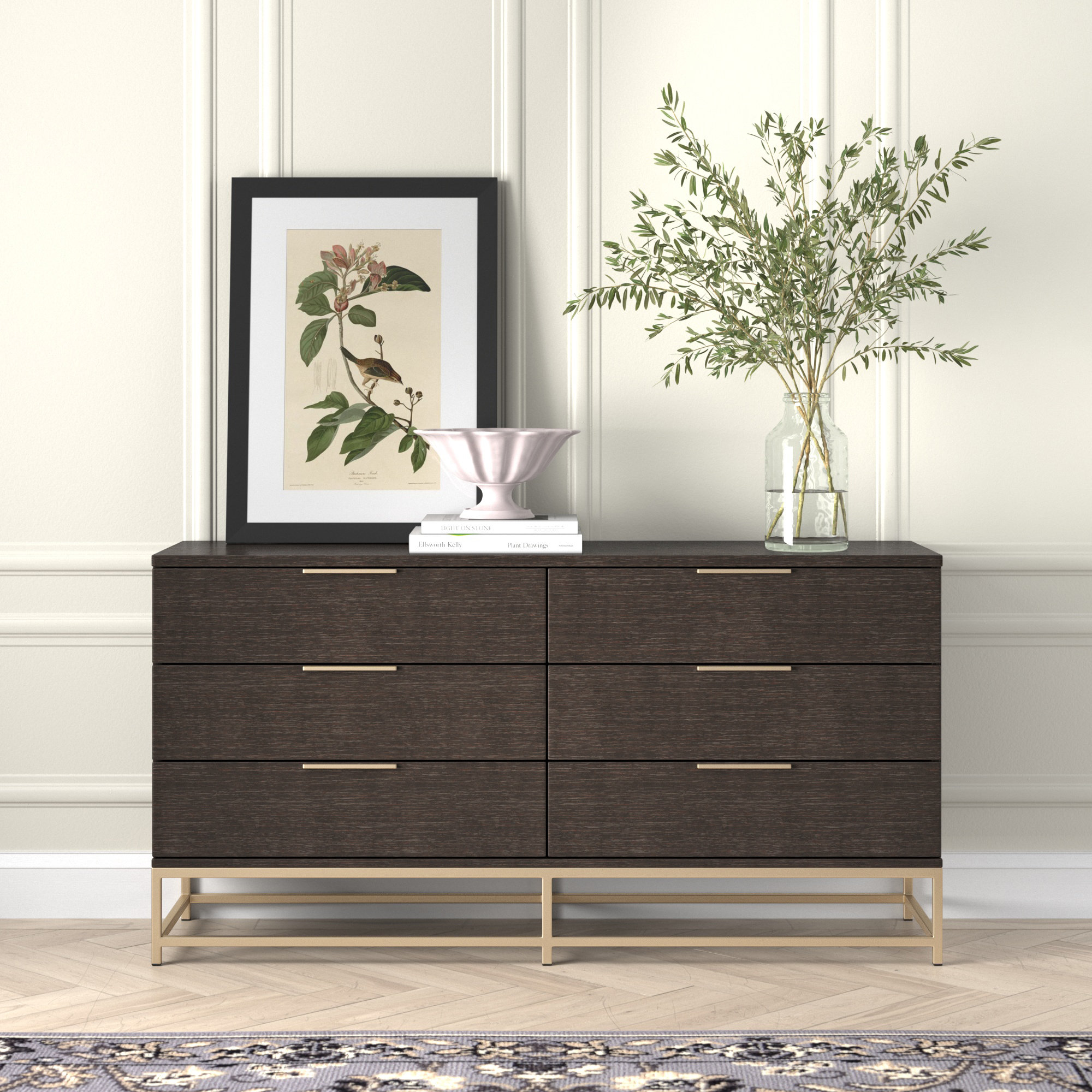 Corrigan Studio Samario 6 Drawer 66'' W Solid Wood Double Dresser ...
