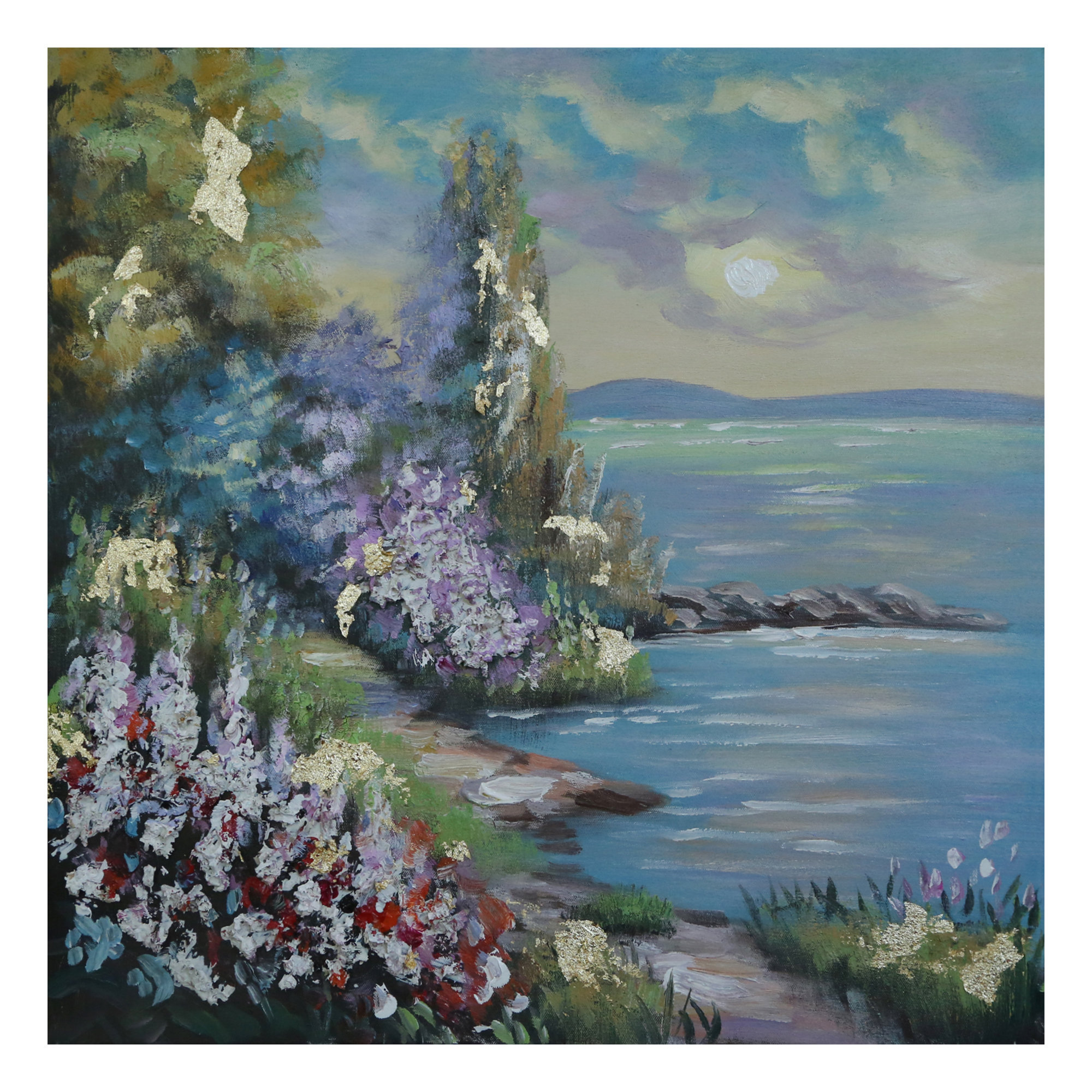 Highland Dunes Vintage Coastal Spring Landscape Wall Art, Oil Painting ...