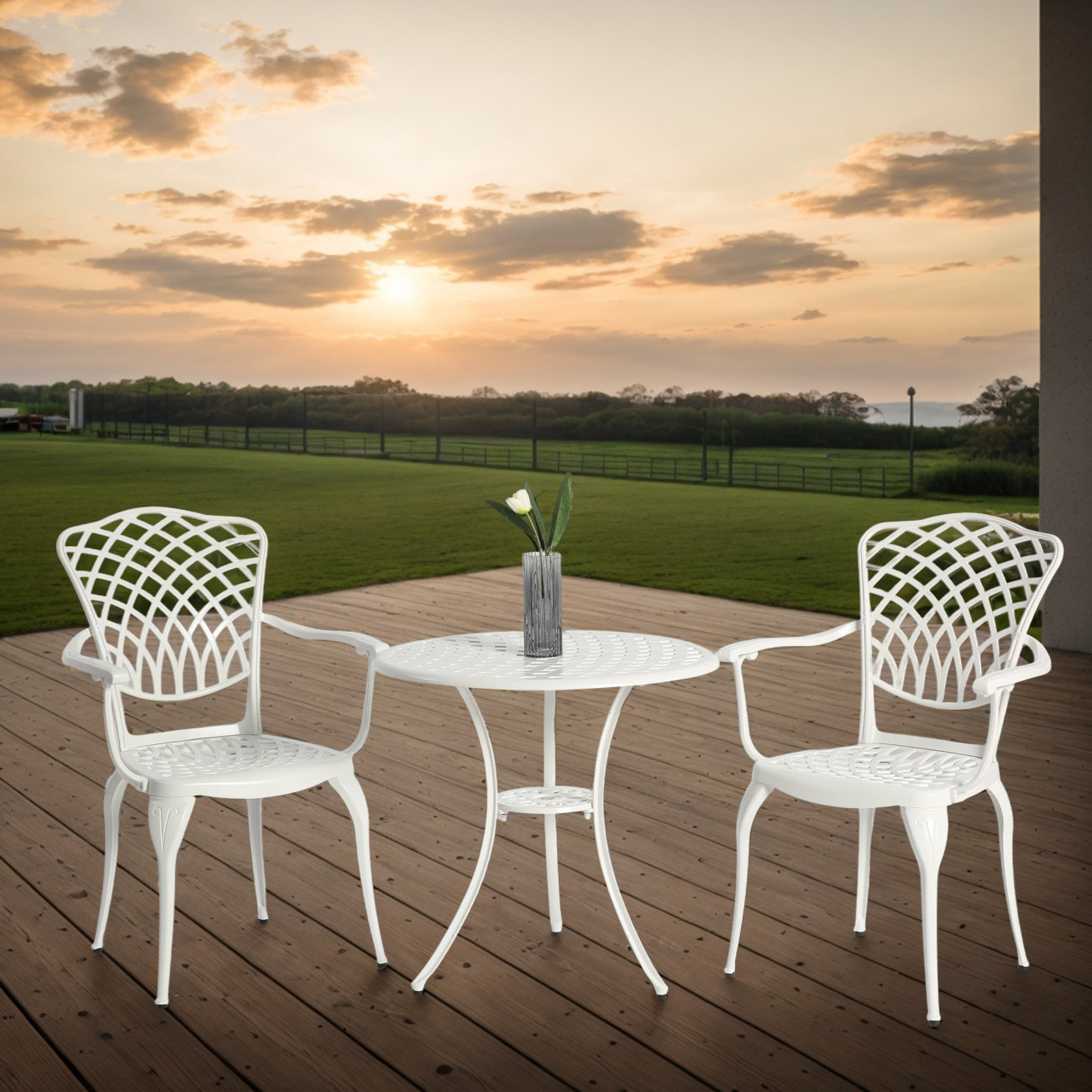 Fleur De Lis Living 3 Piece Patio Bistro Set Cast Aluminum Bistro Table ...