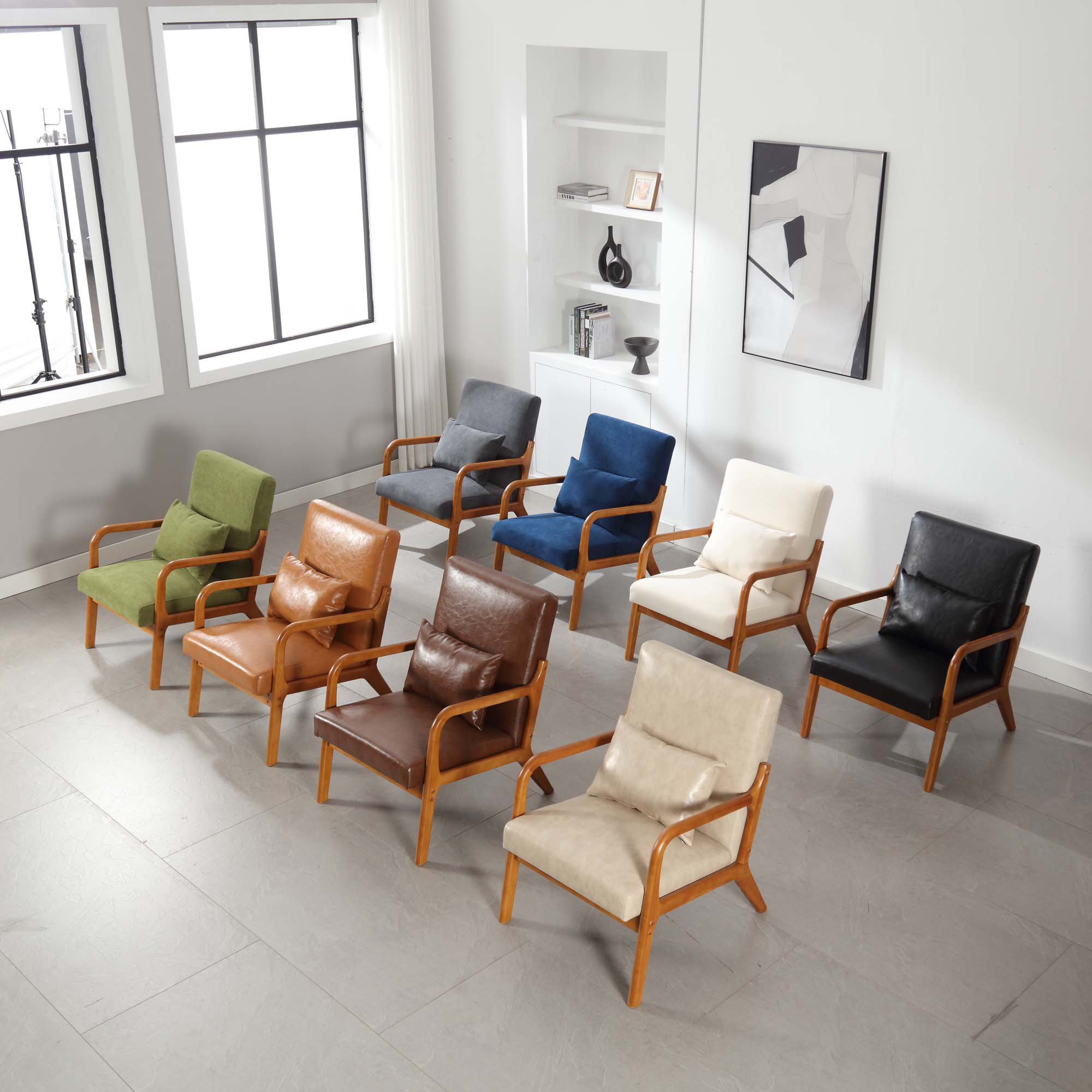 George Oliver Modern Accent Chair, Solid Wood Padding Lounge Armchairs ...