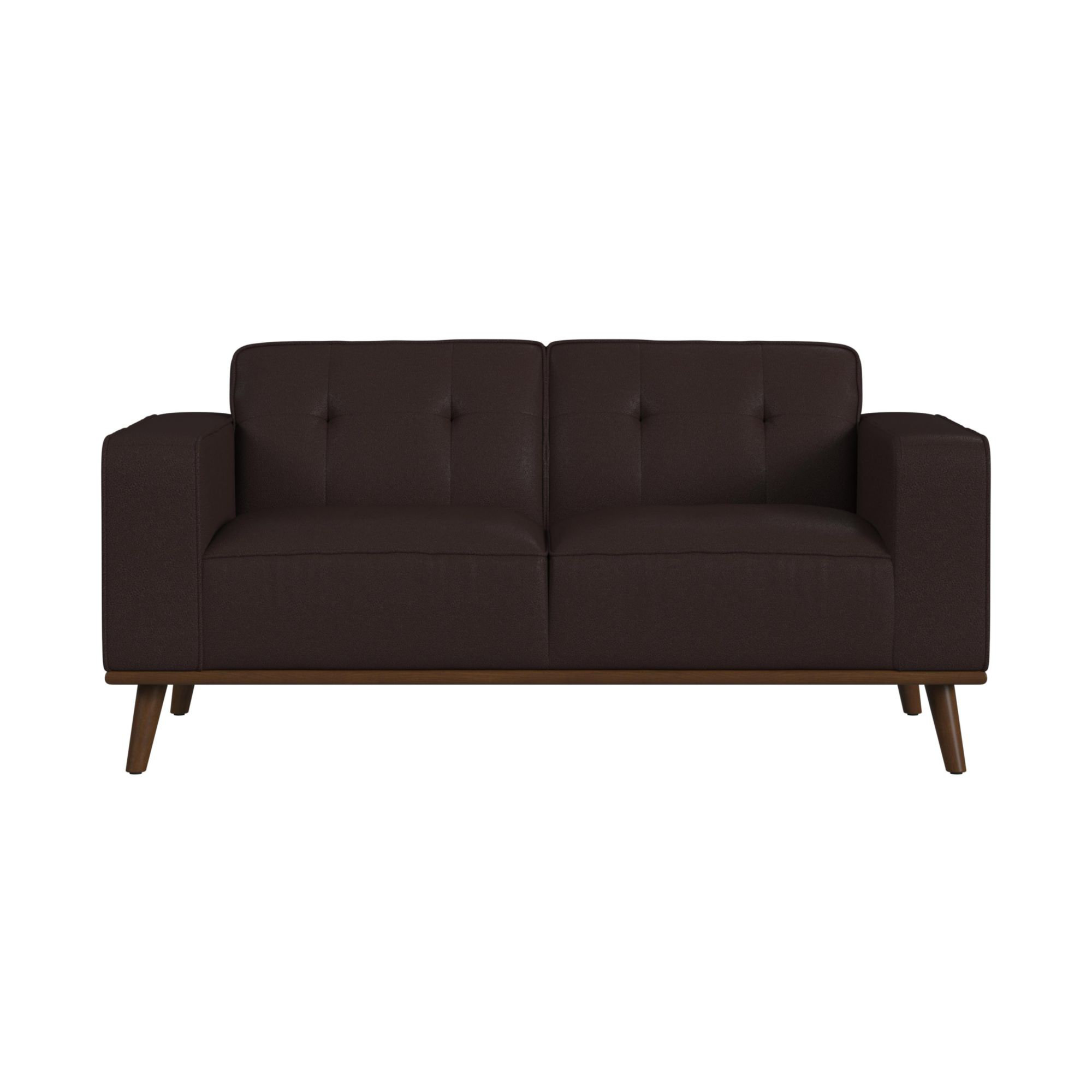 George Oliver Carillo Loveseat with Wood Front in Pebble | Wayfair