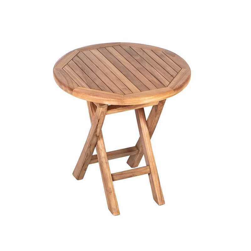 Plow & Hearth Small Round Teak Folding Side Patio Table & Reviews | Wayfair