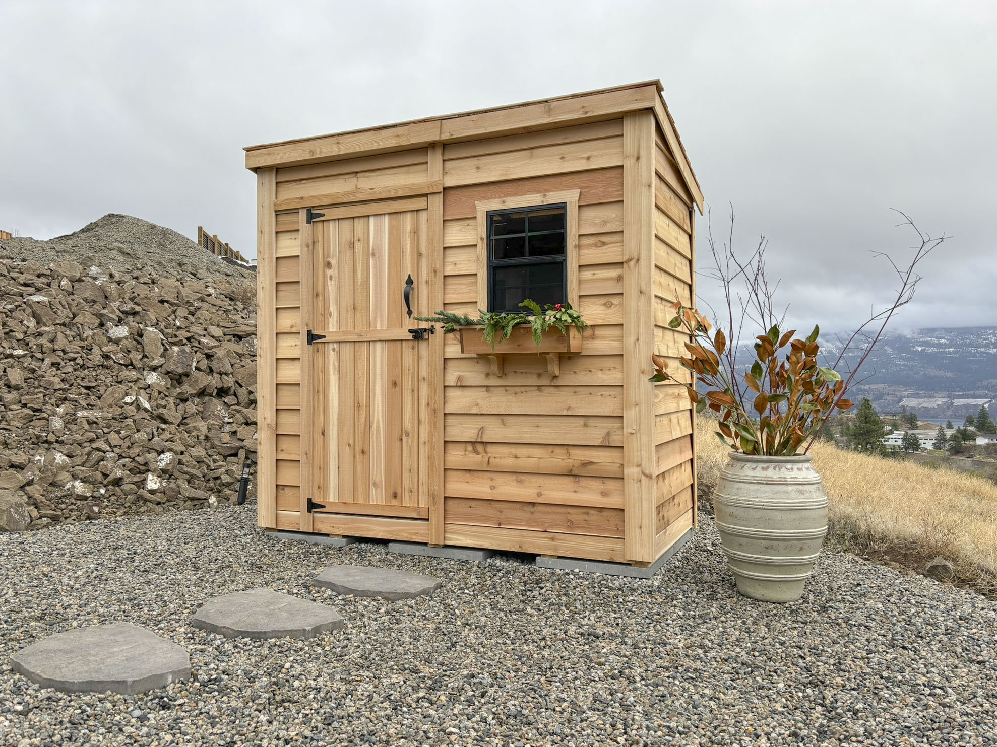 Outdoor Living Today 8 ft. W x 4 ft. D Single Door Cedar Wood Storage ...