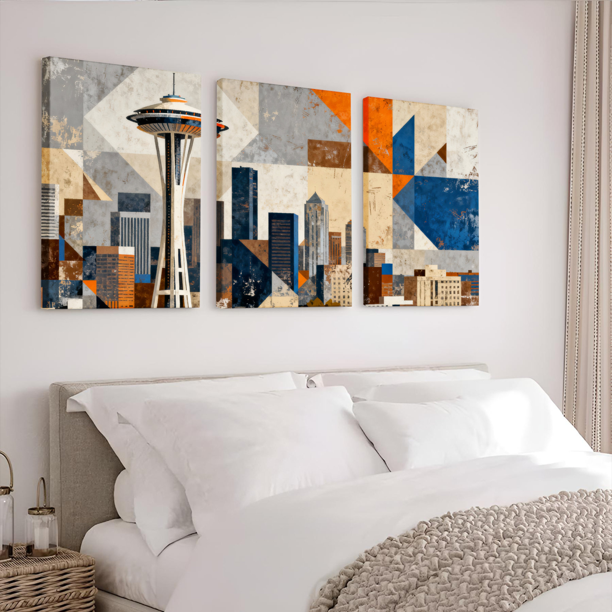 Latitude Run® Seattle Skyline Abstract Geometry Canvas Wrapped Wall Art ...