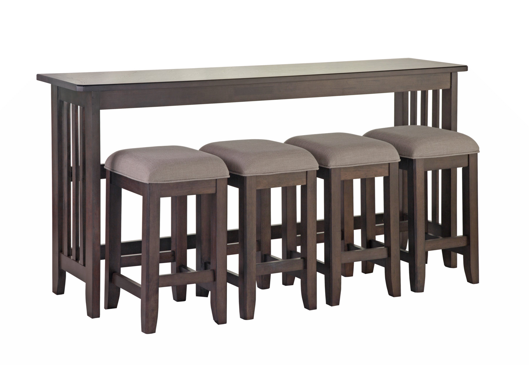 Red Barrel Studio® Versatile Dark Brown Console Table With Four Stools ...