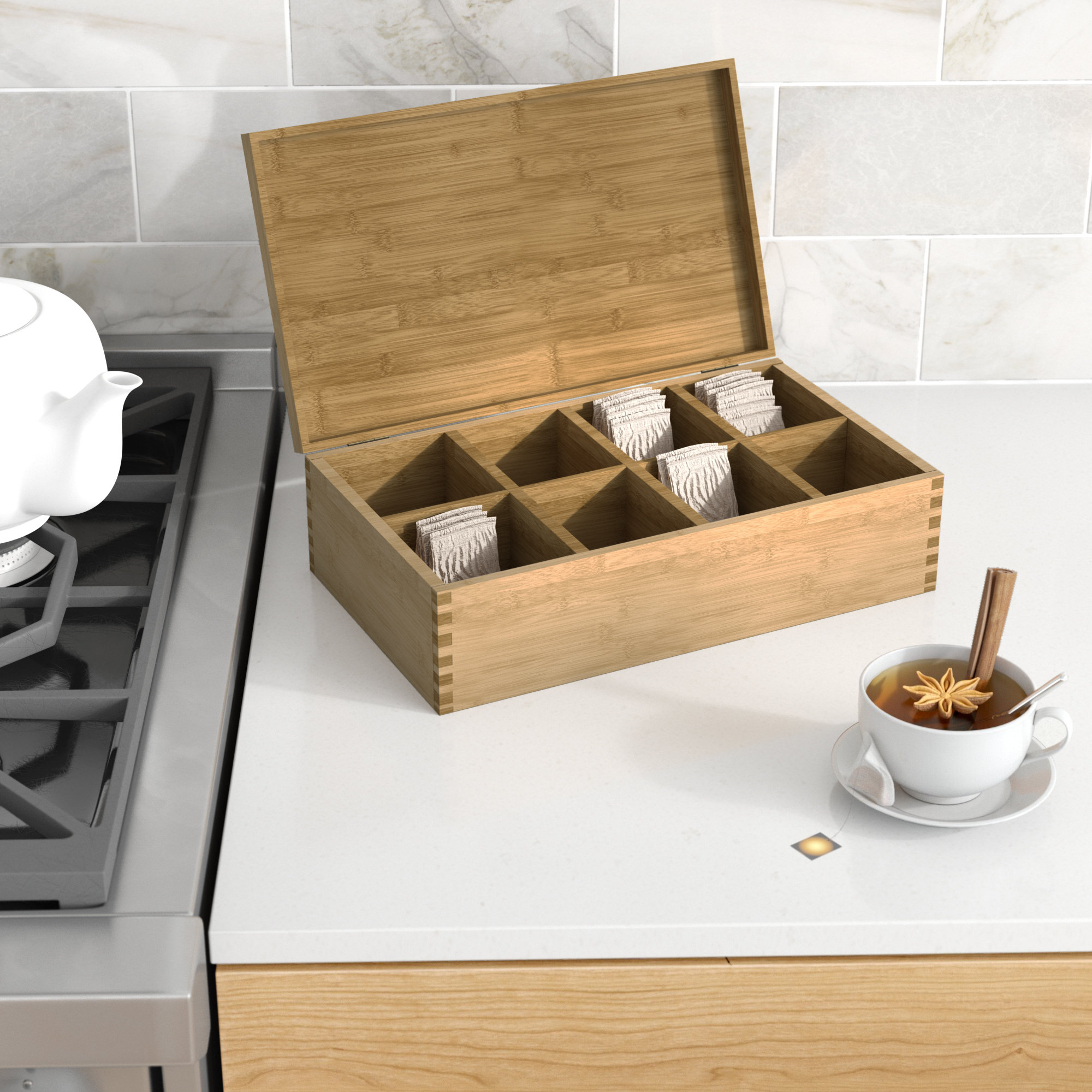 Loon Peak® Bae 8-Compartment Tea Box & Reviews | Wayfair