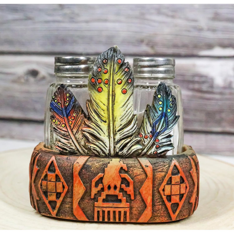 Union Rustic Southwestern Native American Indian Eagle Feathers Salt ...