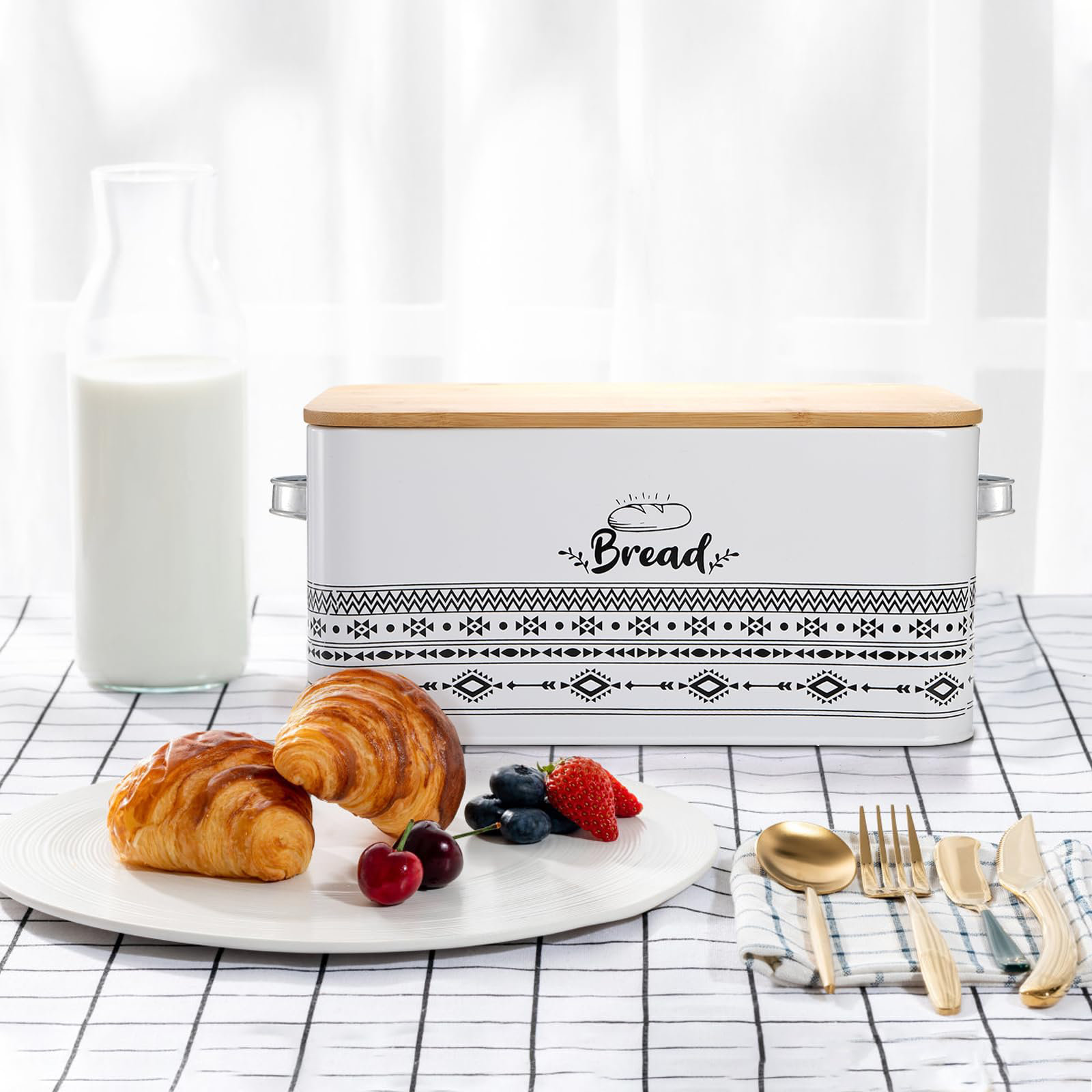 Foundry Select Farmhouse Metal Large Bread Storage Bin With Handle ...