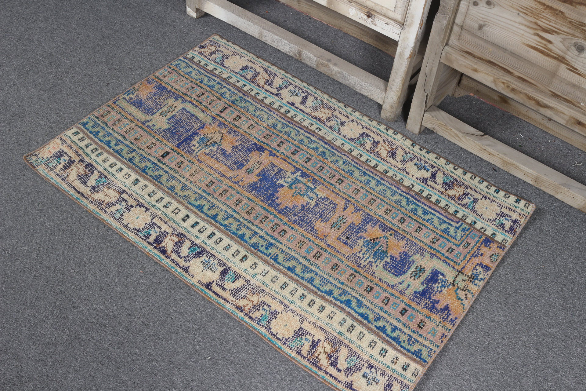Bungalow Rose Handwoven Vintage Turkish Door Mat In Blue And Beige ...