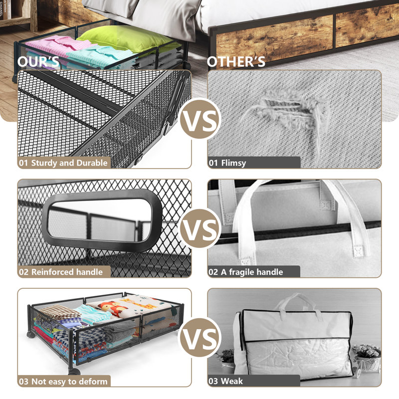 Rebrilliant Metal Underbed Storage Set & Reviews | Wayfair