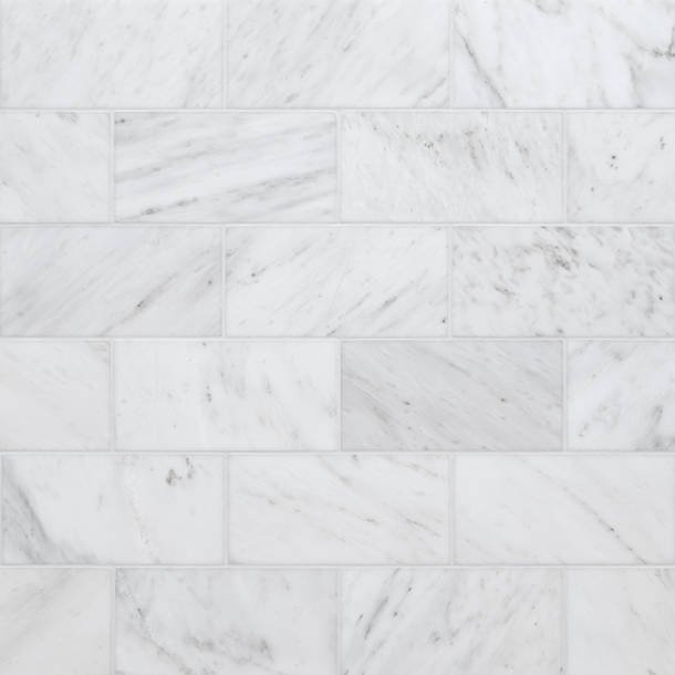 Belluno Designs Bianco Carrara 1" x 2" Marble Basketweave Mosaic Wall ...
