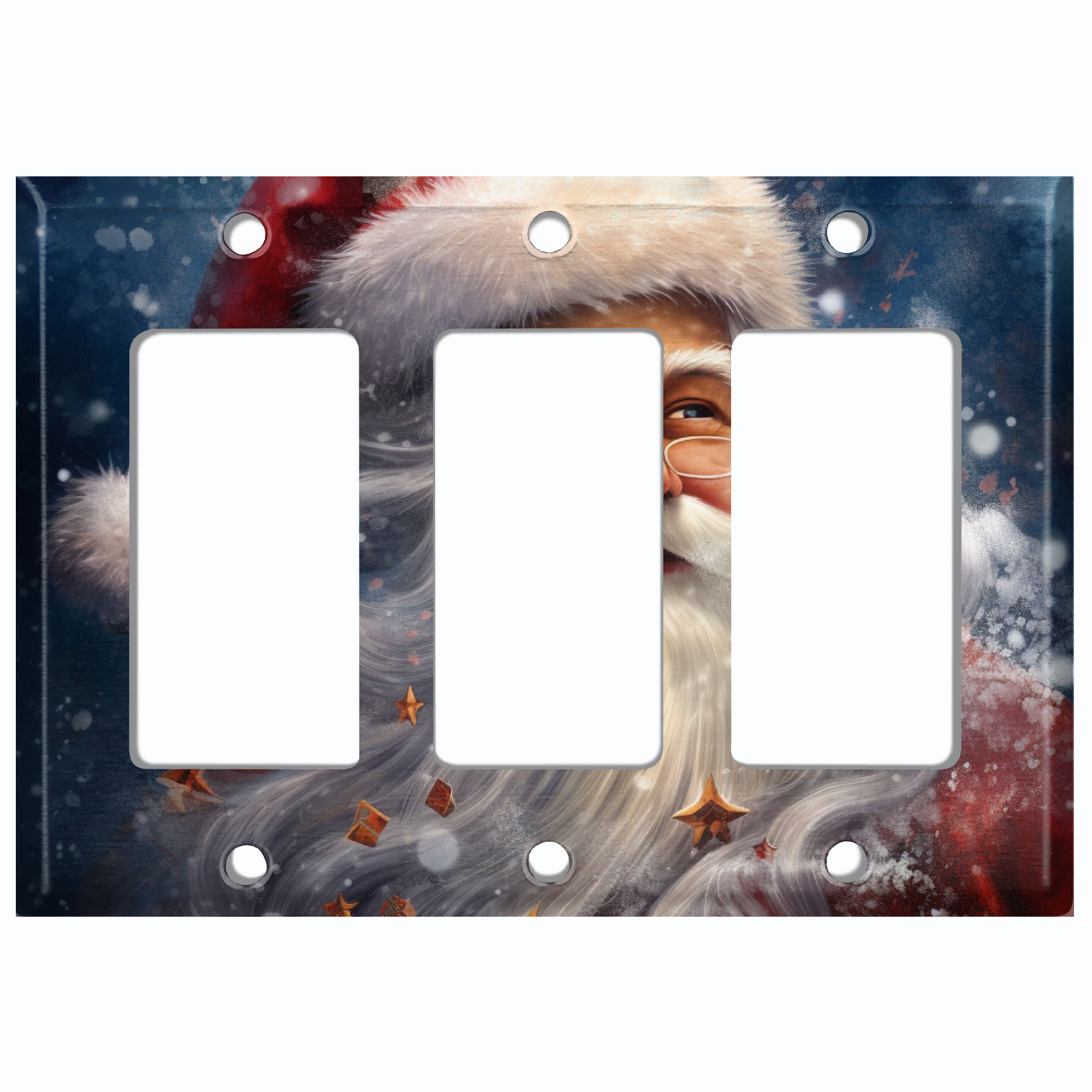 WorldAcc Christmas Santa Claus 3-Gang Toggle Light Switch Wall Plate ...