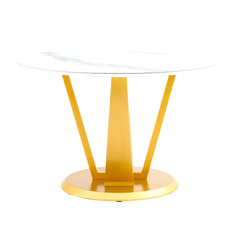 Everly Quinn A Modern Minimalist Round White Patterned Table Top ...