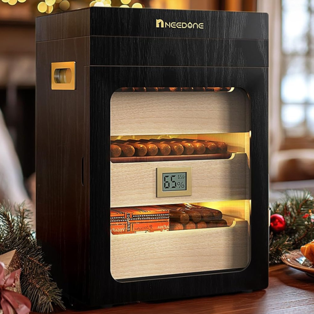 Needone Cigar Humidor, Destop Humidor Box Case, Wooden Cabinet For 150 ...