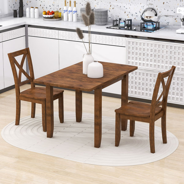 Gracie Oaks Rainar 3 - Piece Extendable Dining Set with Drop Leaf, 2 ...