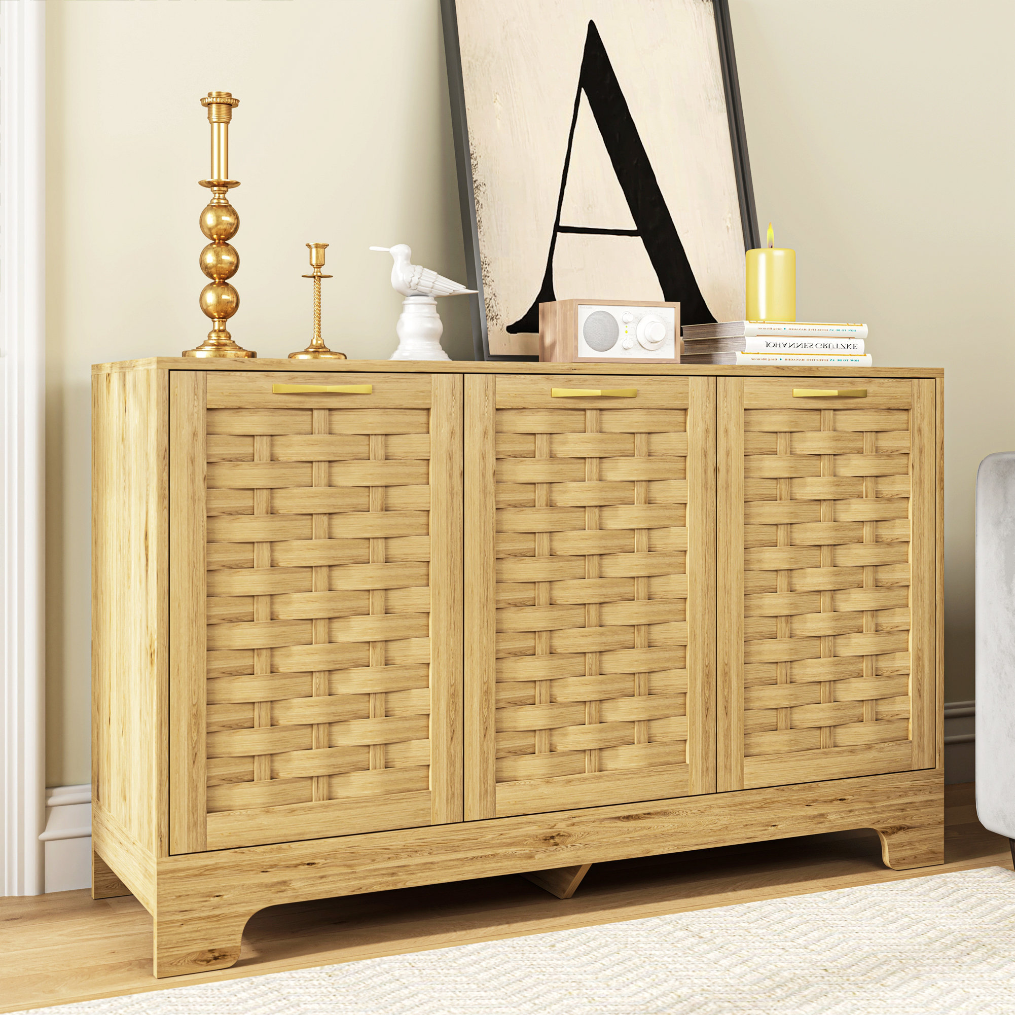 Loon Peak® Multi -function Storage Cabinet with 3 Doors, Wood Sideboard ...