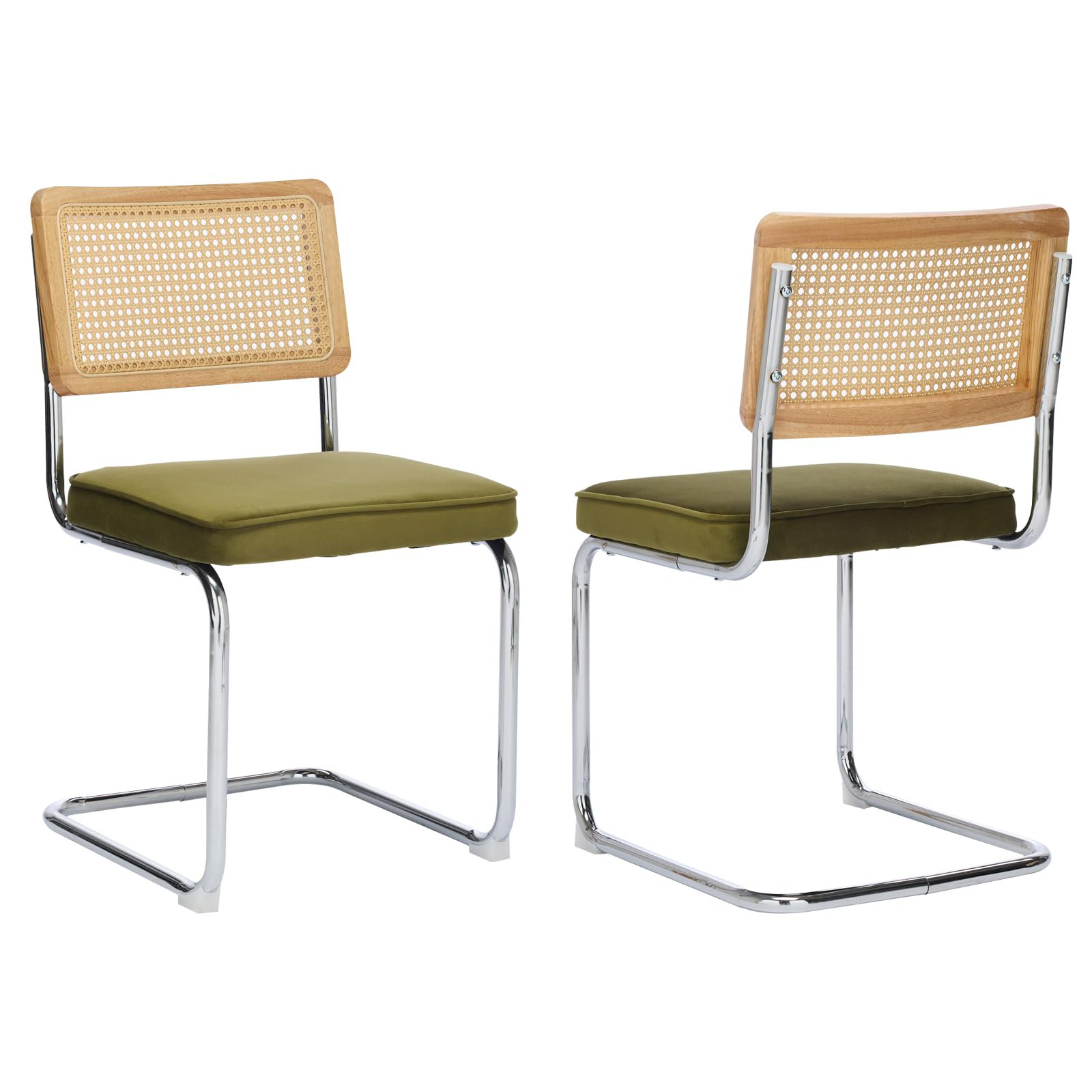 George Oliver Crumley Upholstered Side Chair With Cane Rattan Back And ...