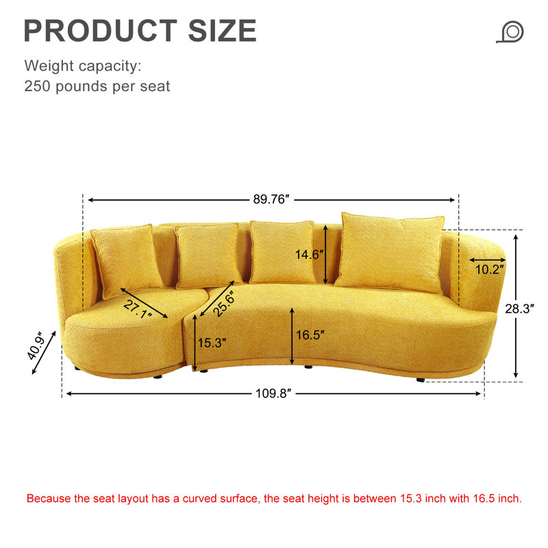 Latitude Run® Plococo 110" Sofa Couch With Swivel Barrel Chairs, 4 ...