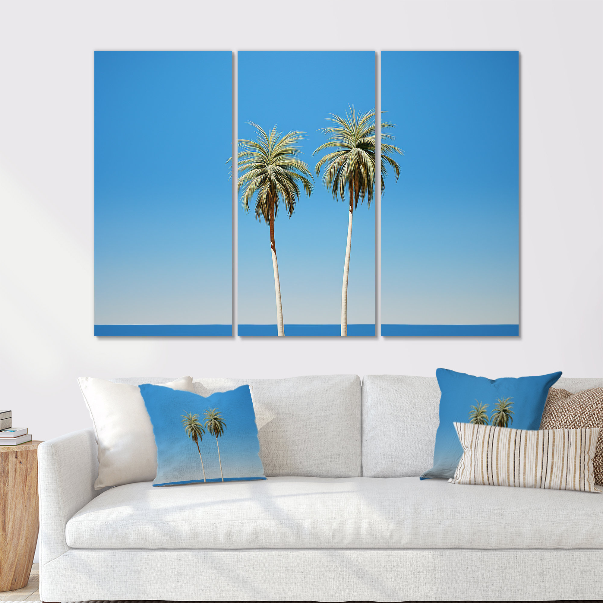 Beachcrest Home™ Sea Breeze Blue Plam Tree I - Coastal Canvas Wall Art ...
