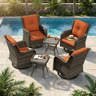 Red Barrel Studio® 6-Piece Swivel Wicker Patio Conversation Set Rocking ...