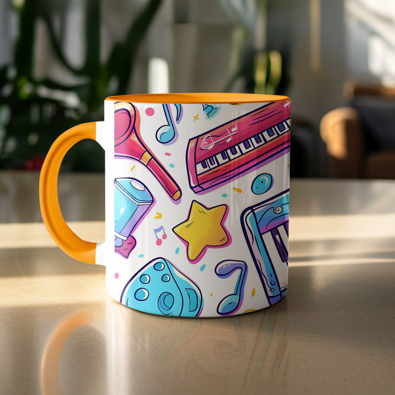 East Urban Home Kids Drawing Style 11oz Accent Mug – White Ceramic ...