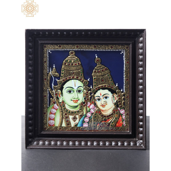 Exotic India Bhagwan Ram and Devi Sita Tanjore Painting with Teakwood ...