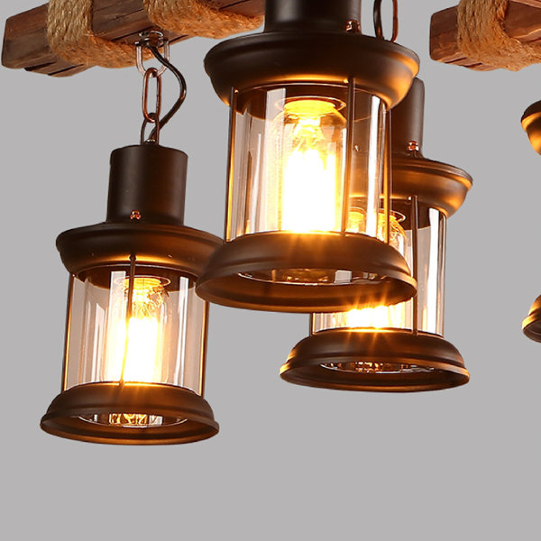 Longshore Tides Lustre rustique 8 lumières campagnard en bois style ...