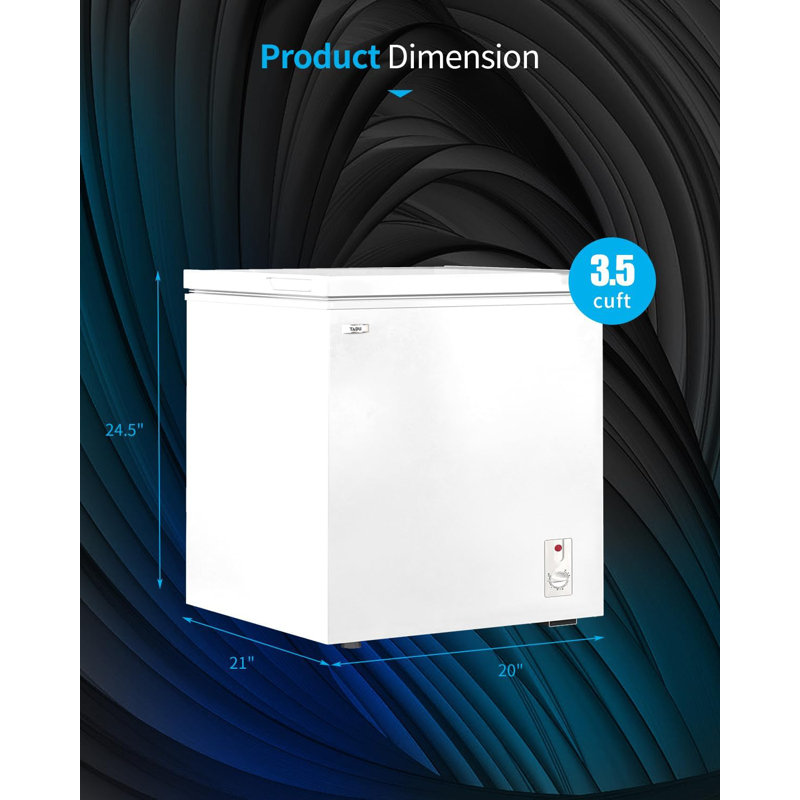 TABU 3.5 Cubic Feet Chest Freezer with Adjustable Temperature Controls ...