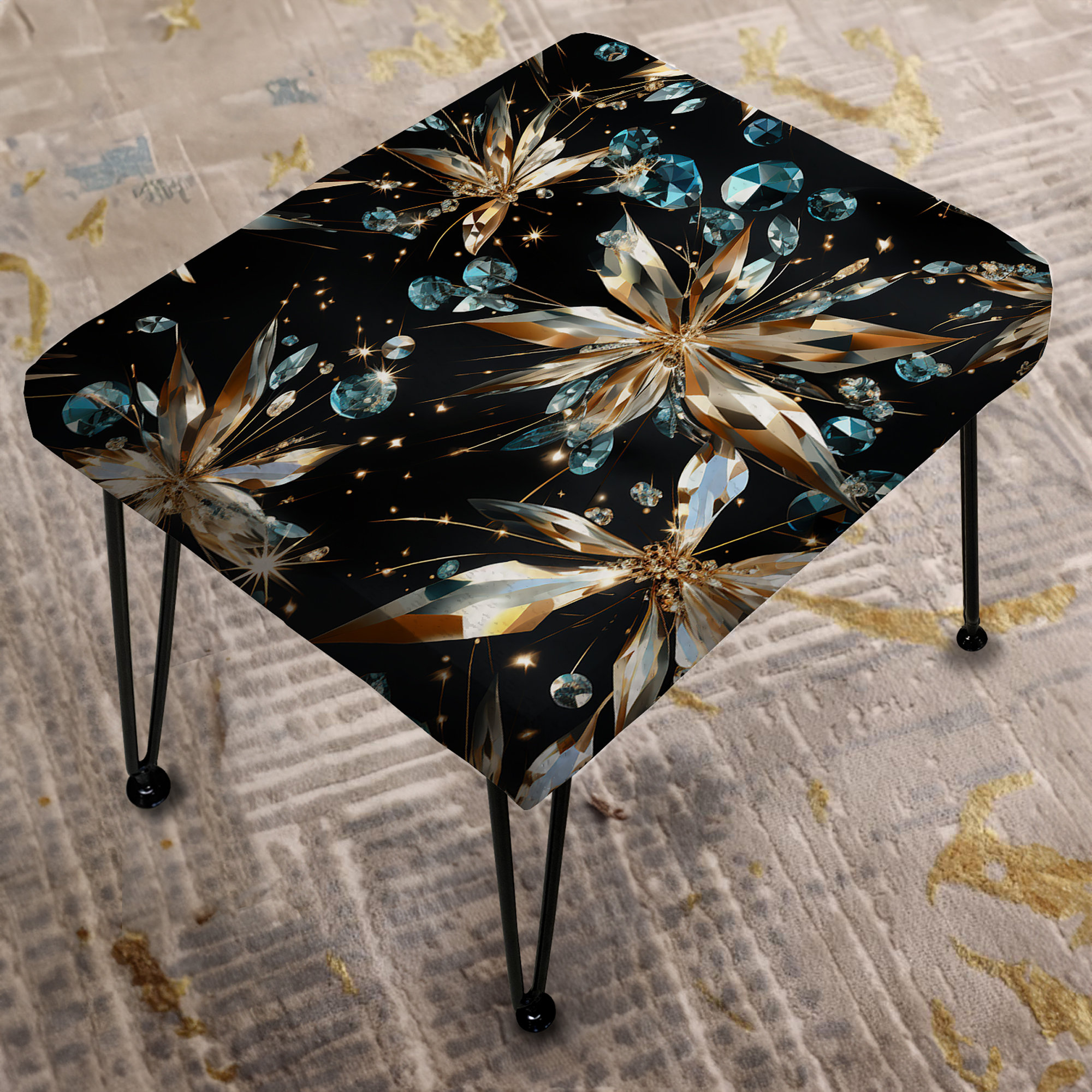 Design Art Black And Gold Glass Glamour Opulence - Glam Rectangle ...