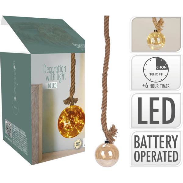 The Seasonal Aisle LED Glass Ball On Rope With Timer | Wayfair.co.uk