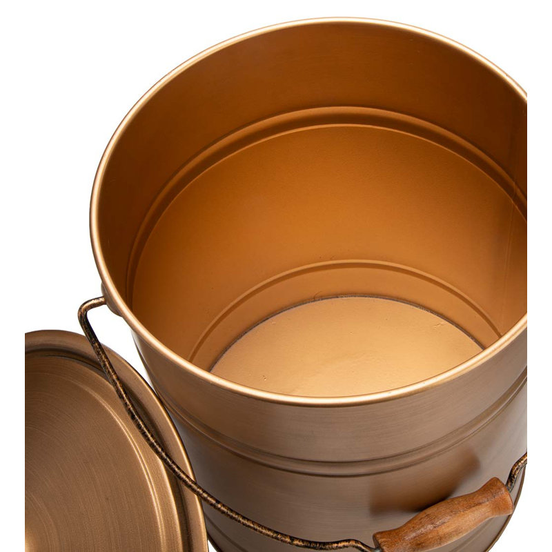 Plow & Hearth Galvanized Steel Ash Bucket with Handle, Lid and Double ...