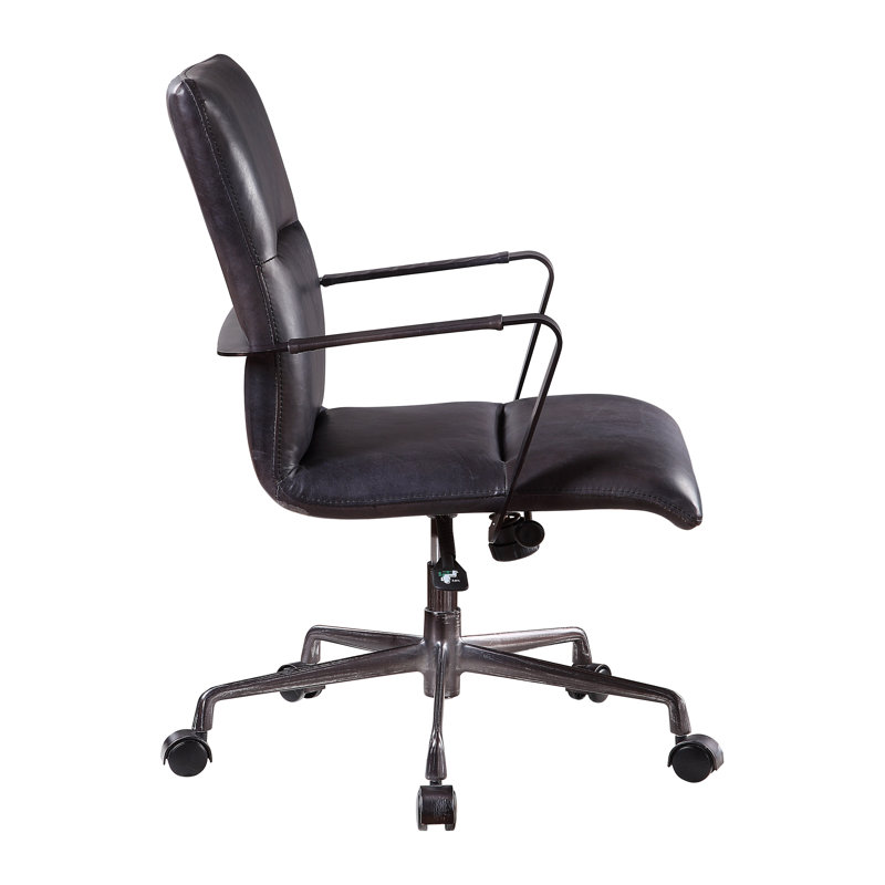 17 Stories Kaneki Top Grain Leather Swivel Office Chair | Wayfair
