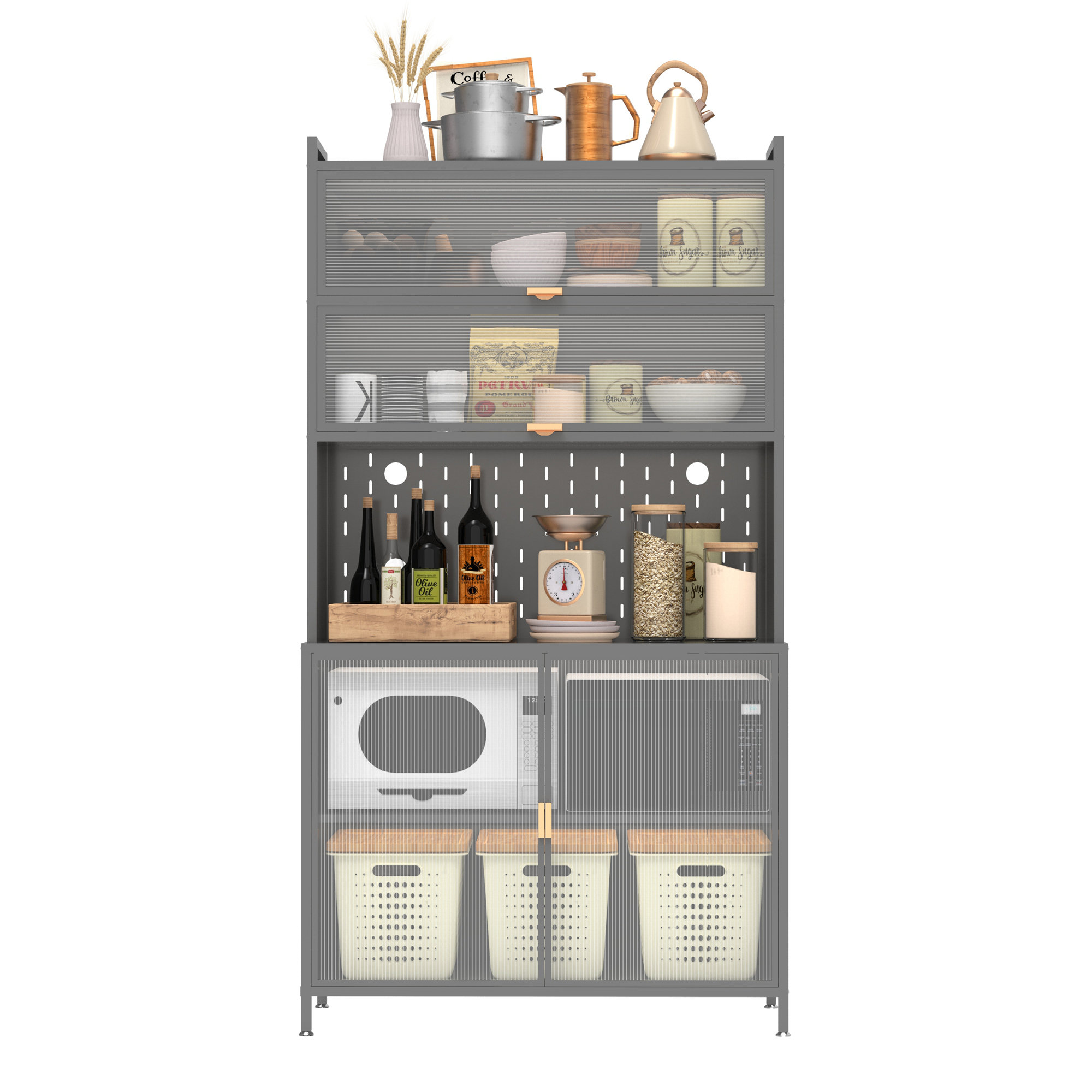 Latitude Run® 73'' Tall Kitchen Pantry Cabinet , 6 Level Flip Door With ...