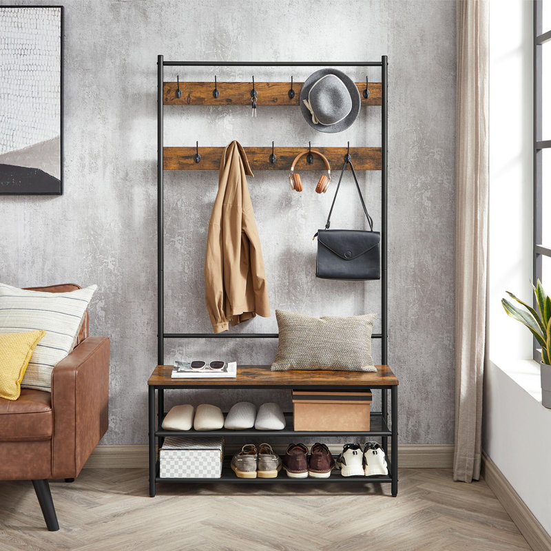 17 Stories Entryway Bench With Coat Rack | Wayfair