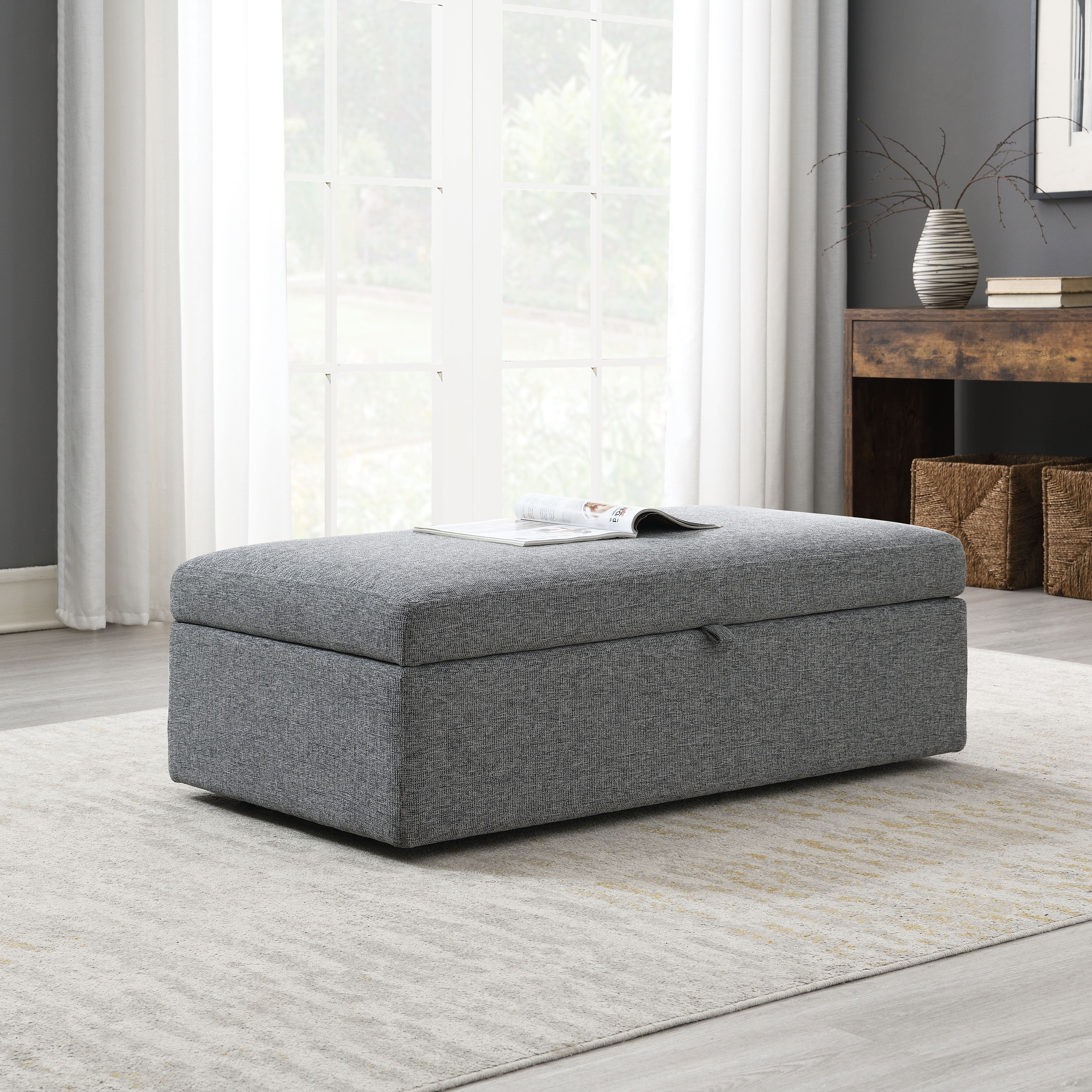 Latitude Run® Lauryl Rectangle Storage Ottoman, Ivory & Reviews ...