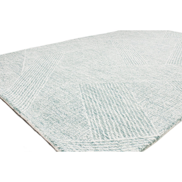 Wade Logan® Aldonna Abstract Handmade Tufted Wool Teal Area Rug ...
