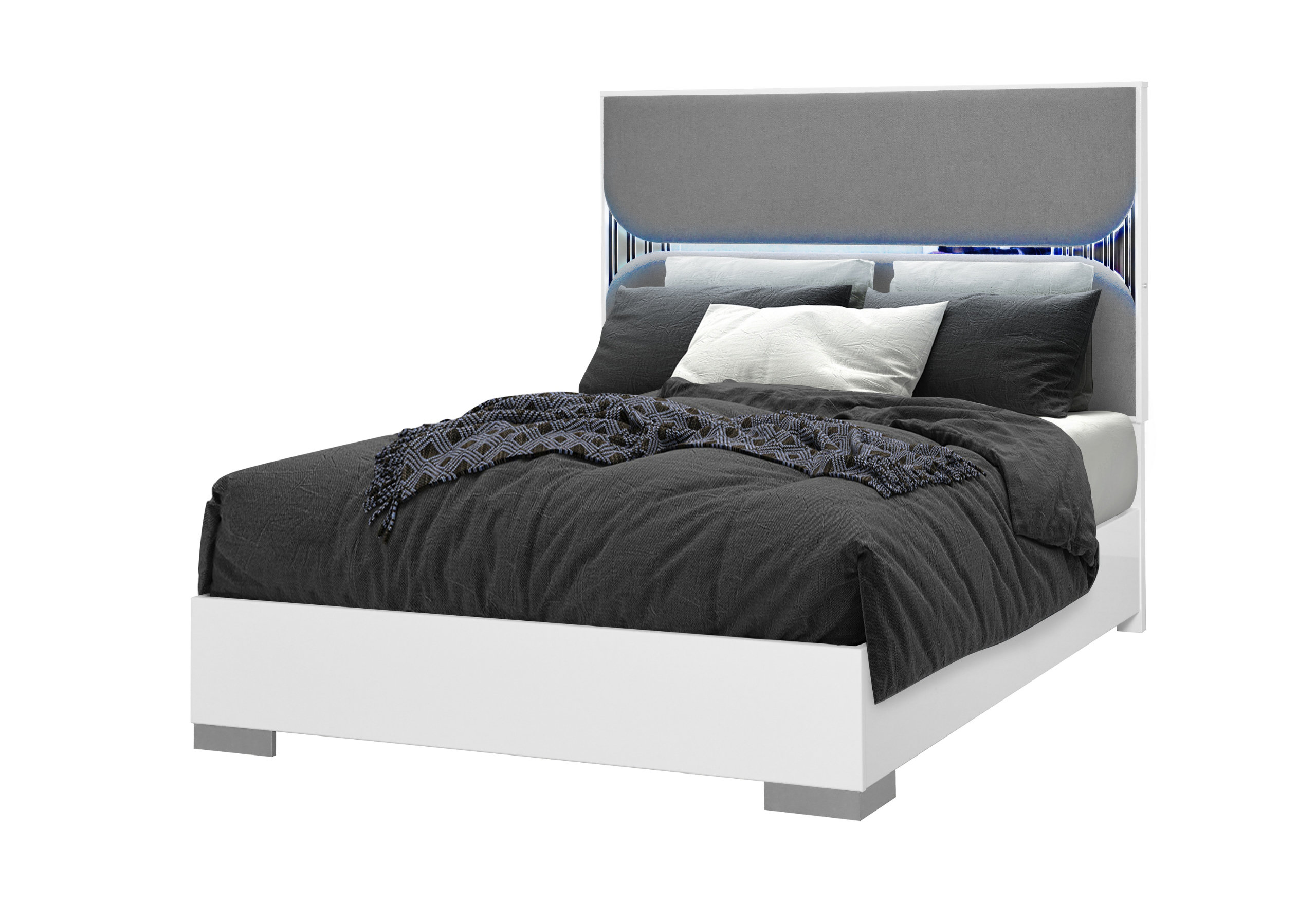 Orren Ellis Talia WHITE BED WITH LED | Wayfair