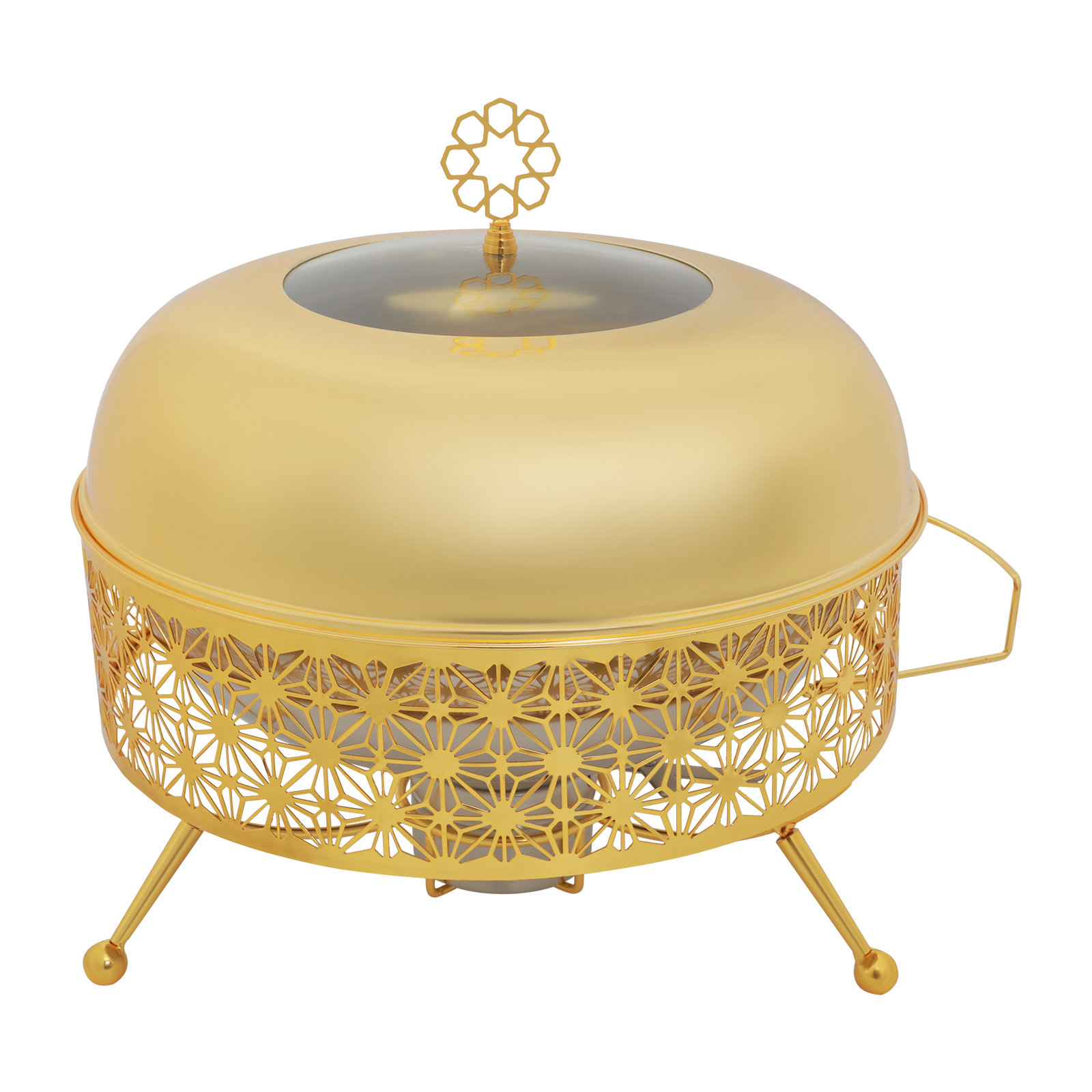 Mercer41 2.11Gal Freestanding Stainless Steel Gold Round Food Chafing ...