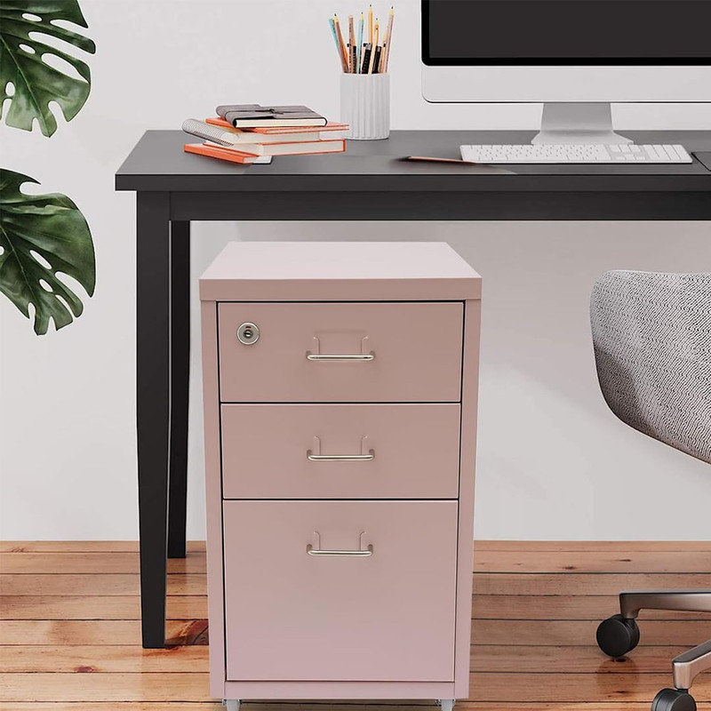 Latitude Run® File Cabinet Minimalist with 3 Drawer , Moveable Office ...