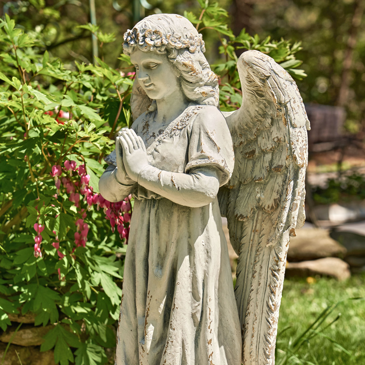 Astoria Grand Praying Angel Magnesium Garden Statue & Reviews | Wayfair