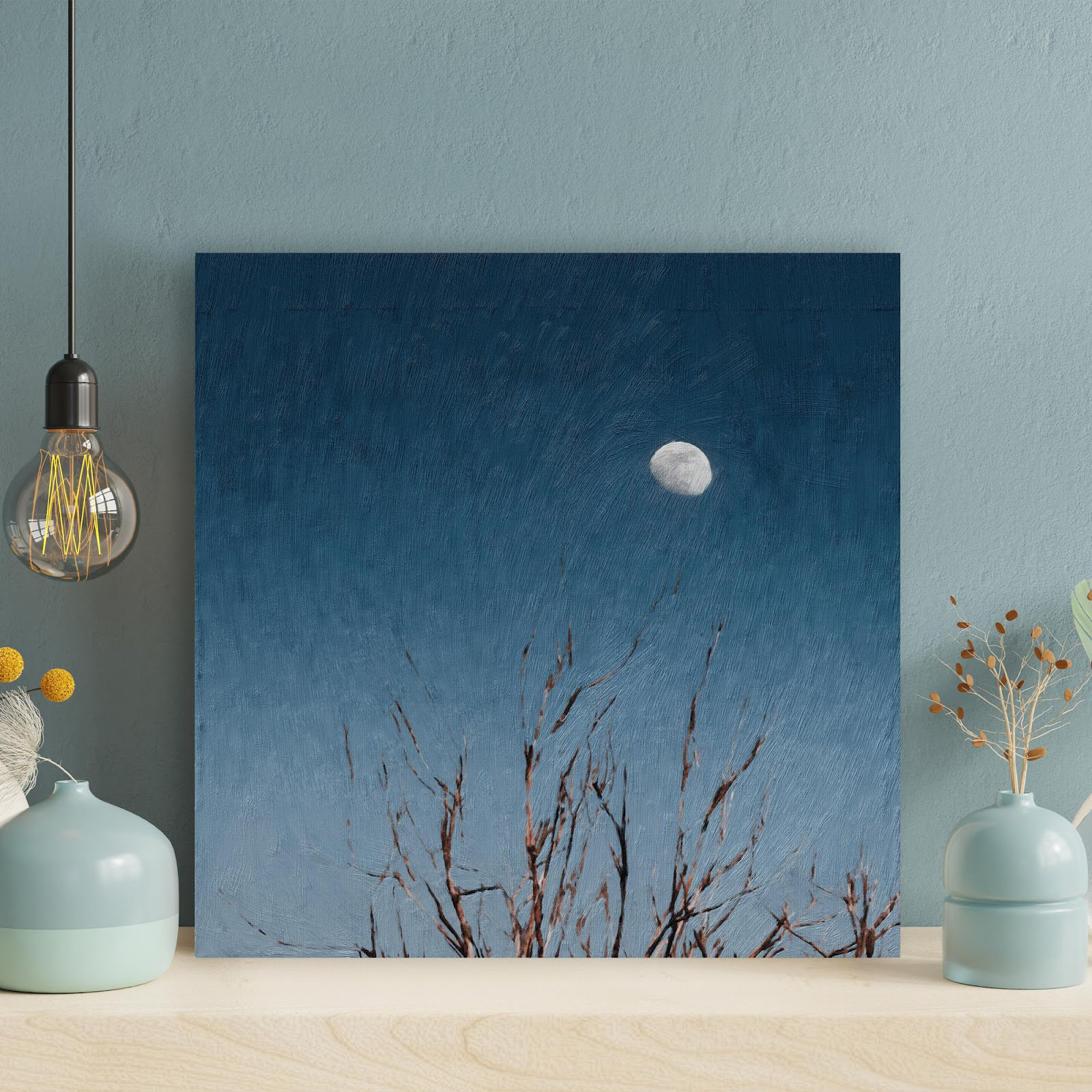 Winston Porter Full Moon Over Bare Tree - 1 Piece Rectangle Graphic Art ...
