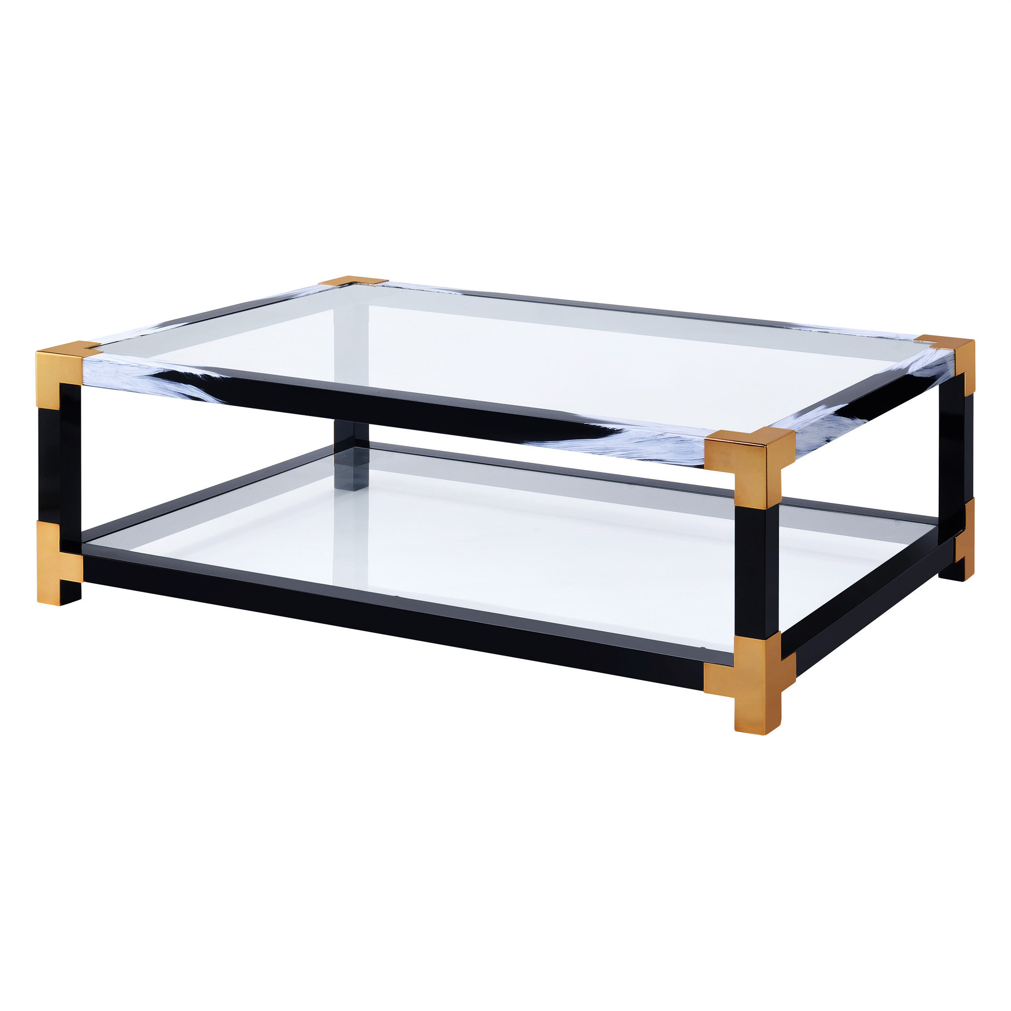Wrought Studio Lafty Clear Glass & White Brushed Finish Coffee Table ...